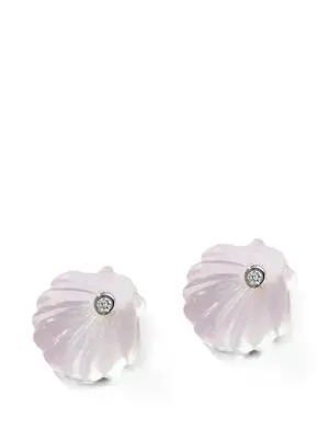 Mateo Venus Carved Shell Diamonds Earrings
