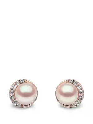 Yoko London Freshwater Pearl And Diamond Earrings - Pink