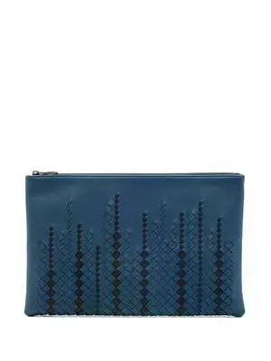 Bottega Veneta 2012-2026 Bicolor Nappa Intrecciato Clutch Bag - Blue