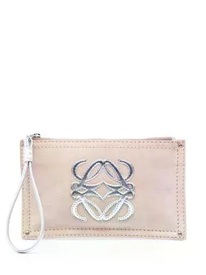 Loewe 2007 Suede Anagram Clutch Bag - Neutrals