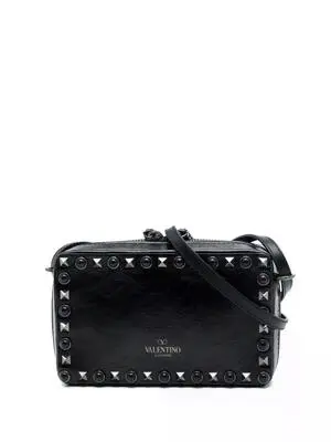 Valentino Garavani Textured Leather Rolling Rockstud Camera Bag Crossbody Bag