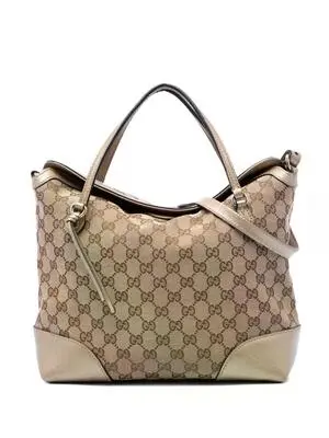 Gucci 2000-2015 Medium Gg Canvas Bree Fold Over Tote Satchel - Neutrals