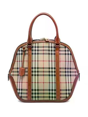 Burberry Haymarket Check Nylon Orchard Bowling Bag Satchel