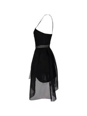 SELF-PORTRAIT Mesh Asymmetric Hem Dress