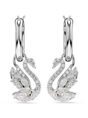 SWAROVSKI Swan-motif Drop Earrings - Silver