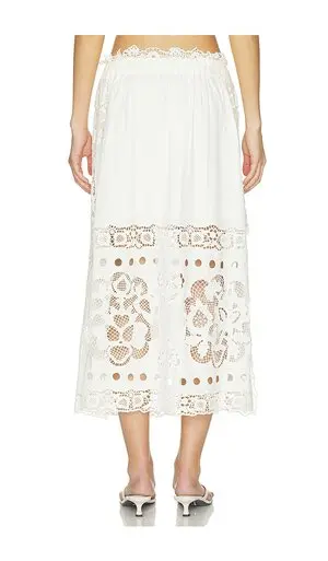 Sea Gardener Embroidered Midi Skirt