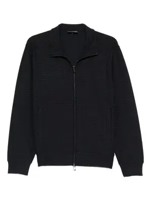 Emporio Armani Cotton Blend Zipped Sweatshirt - Blue