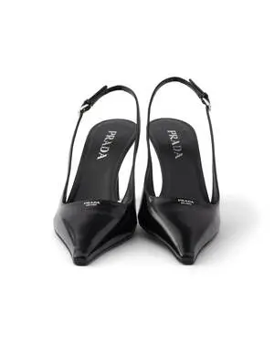 Prada Brushed Leather Slingback Pumps