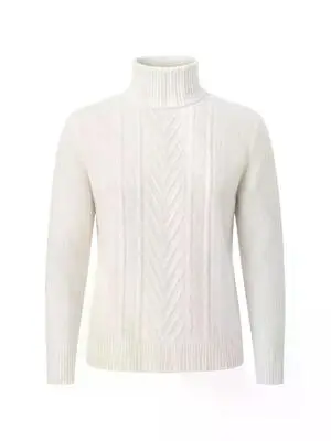 PAOLO PECORA Cable-knit Roll-neck Sweater - White