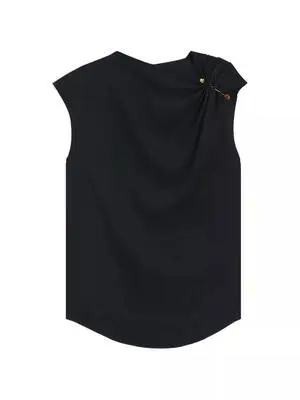 BOSS Draped-detail Sleeveless Blouse - Blue
