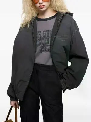Acne Studios Logo-print Zip-up Hoodie - Black