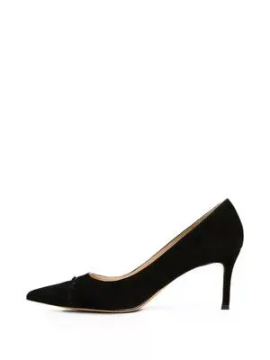 TWINSET Suede Court Shoes With Logo - Black