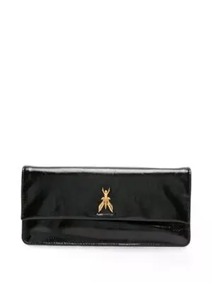 Patrizia Pepe Crinkle-effect Leather Clutch Bags - Black