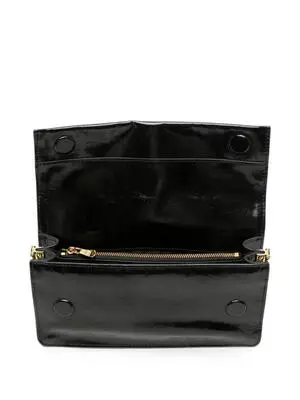 Patrizia Pepe Crinkle-effect Leather Clutch Bags - Black