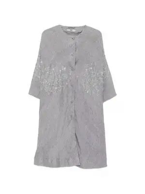 AODRESS Sequin-embellished Embroidered Coat - Grey