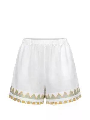 Greek Archaic Kori Papyrus Embroidered Mini Shorts - White