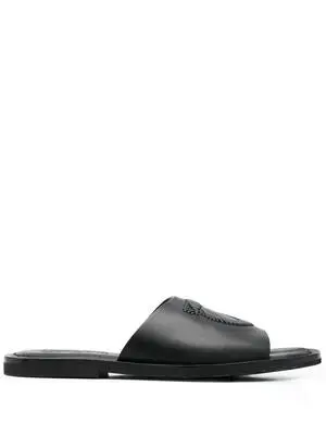 FERRAGAMO Lionel Gancini Embossed Sandals - Black