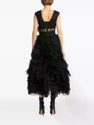 GEMY MAALOUF Ruffled Tulle Midi Skirt