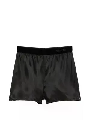 TOM FORD Logo Waistband Silk Shorts - Black