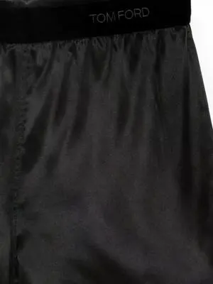 TOM FORD Logo Waistband Silk Shorts - Black