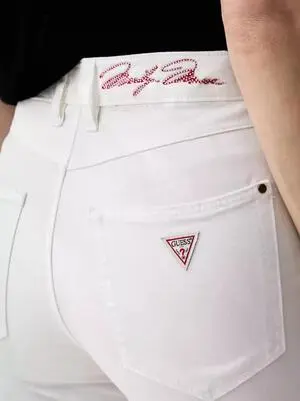Guess Cropped Jeans With Rhinestone Embellishment
