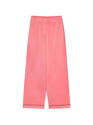 FORTE_FORTE Elasticated-waistband Piped-trim Palazzo Trousers - Pink