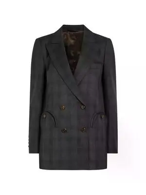 BLAZÉ MILANO Everyday Double-breasted Checked Blazer - Grey