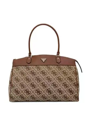 Guess Monogram-print Logo-plaque Tote Bag - Neutrals