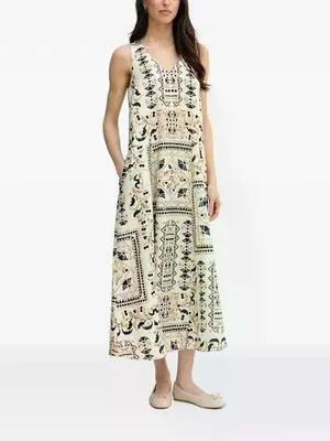 Joseph Ribkoff Geometric-print V-neck Midi Dress - Neutrals