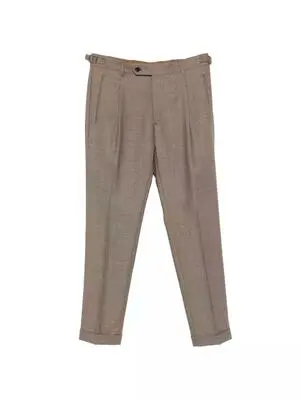 BERWICH Pleated Wool Trousers - Brown