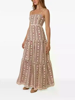 PALM. NOOSA Celine Floral-print Tiered Maxi Dress - Neutrals