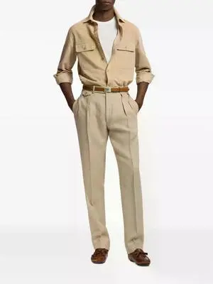 Ralph Lauren Purple Label Gregory Double-pleated Herringbone Trousers