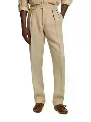 Ralph Lauren Purple Label Gregory Double-pleated Herringbone Trousers