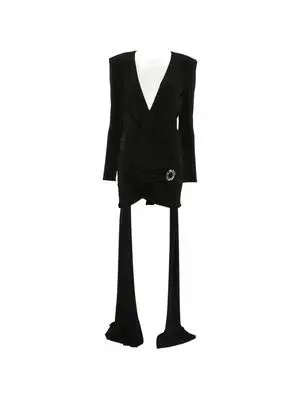 NISSA Ruched Draped-detail Dress - Black