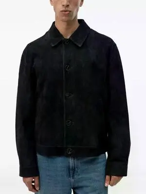 Hugo Suede Jacket With Stitched Breast-pocket Detail