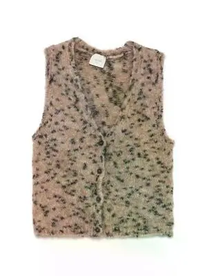 ALYSI Leopard-pattern Button-up Vest - Neutrals