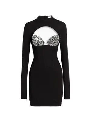 AREA Mini Cutout Crystal-embellished Dress - Black