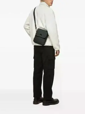 Karl Lagerfeld Coated Faux-leather Reporter Bag With Logo Jacquard Strap