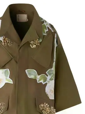 Antonio Marras Bronze Bloom Patchwork Crystal-embellished Military Jacket