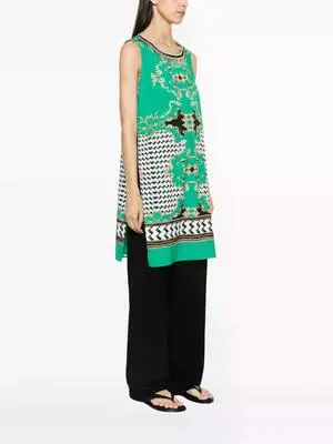 TWINSET Bead-embellished Baroque-print Top - Green