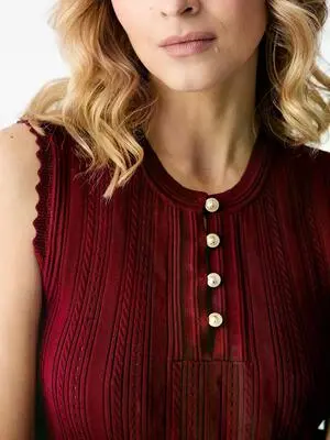 Guess Cable-knit Scalloped-edge Top