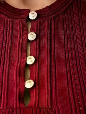 Guess Cable-knit Scalloped-edge Top