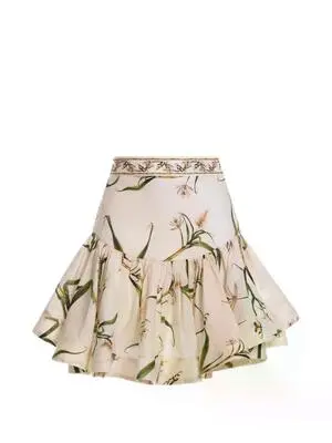 Agua Bendita Jacarina Floral-print Full Skirt - Neutrals