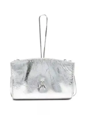 Patrizia Pepe Laminated Leather Clutch Bags - Silver