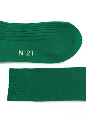 N°21 Ribbed-knit Logo-print Socks