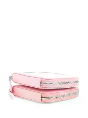 Prada Triangle Double Zip Pouch Bag With Chain Saffiano Leather Mini Crossbody Bag - Pink