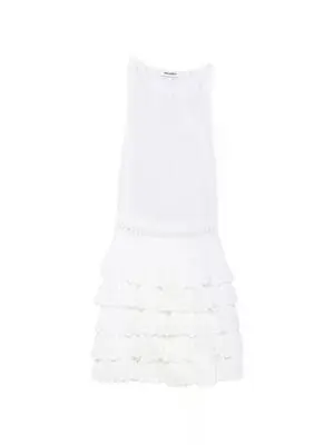 ANTONINO VALENTI Pointelle-knit Ruffled Mini Dress - White