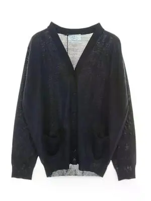 Prada V-neck Wool Cardigan - Blue