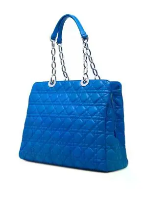Dior 2013 Large Lambskin Cannage Soft Zipped Lady Shopping Tote Bag - Blue