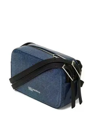 Karl Lagerfeld Logo Plaque Denim Crossbody Bag - Blue